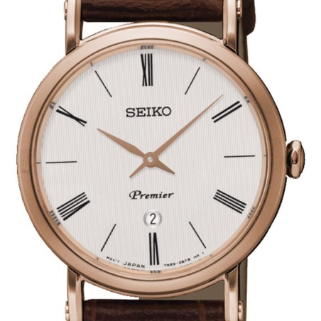 Reloj Seiko Premier Extraplano Cuarzo IP Rosé SXB436P1 | Joyería Roberto